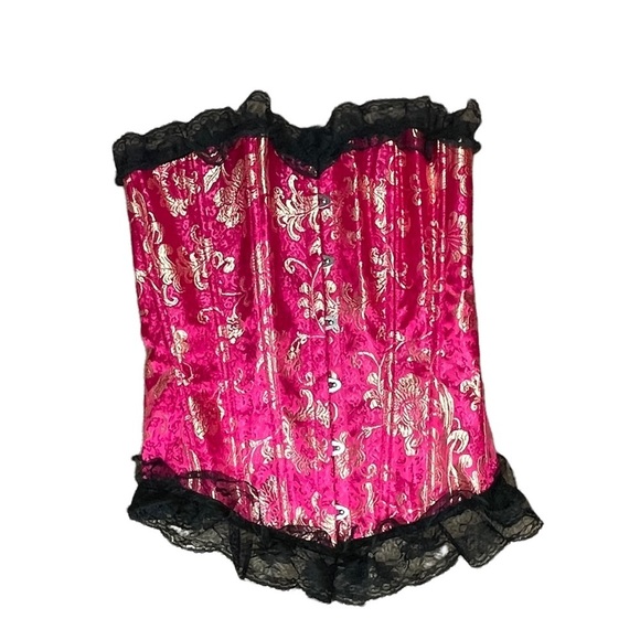 Intimates & Sleepwear | Fuchsia And Gold Lace Trimmed Regancycore ...